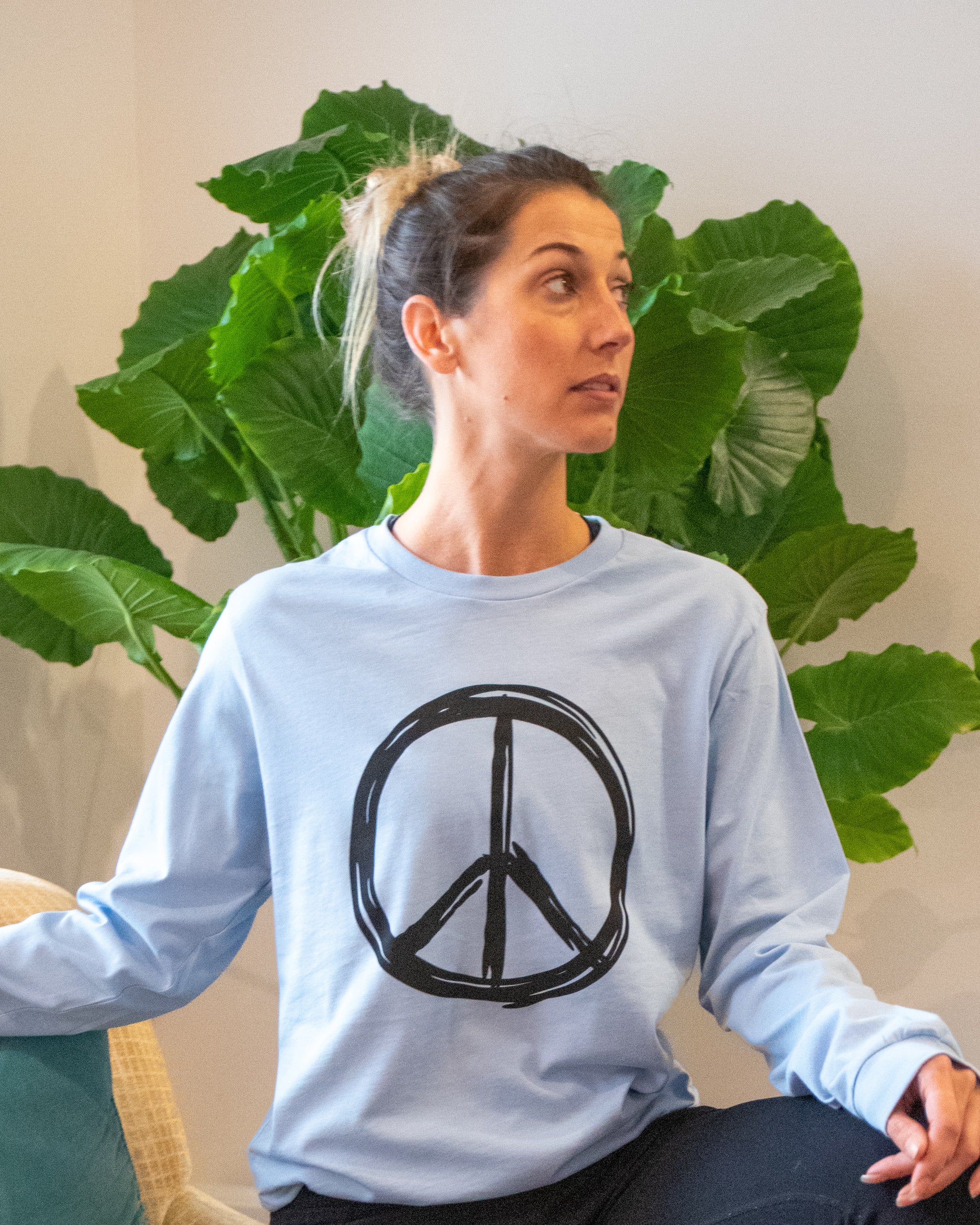Peace Sign Baby Blue Long Sleeve Tee – SuperLoveTees | Graphic Tees ...