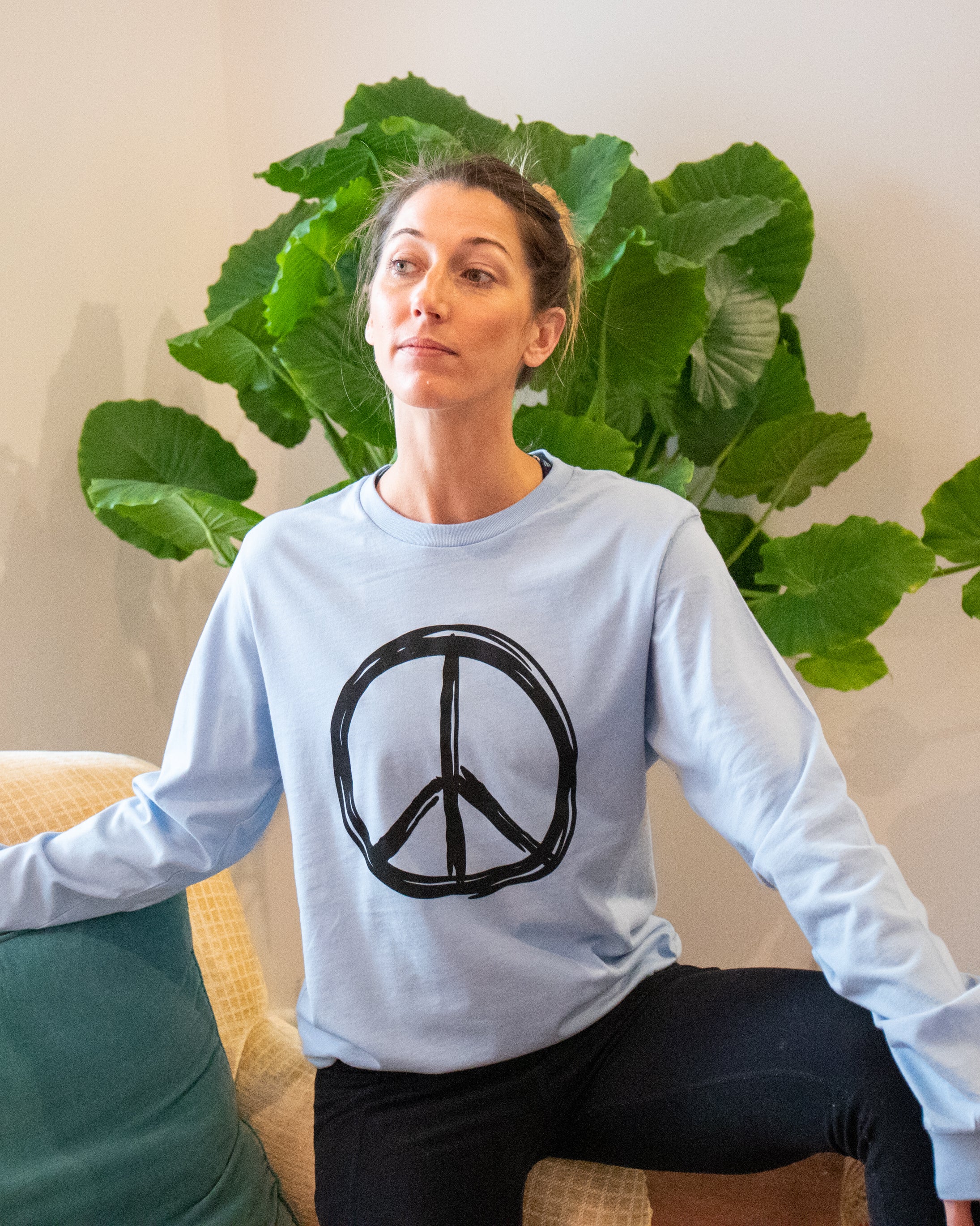 Peace Sign Baby Blue Long Sleeve Tee – SuperLoveTees | Graphic Tees ...
